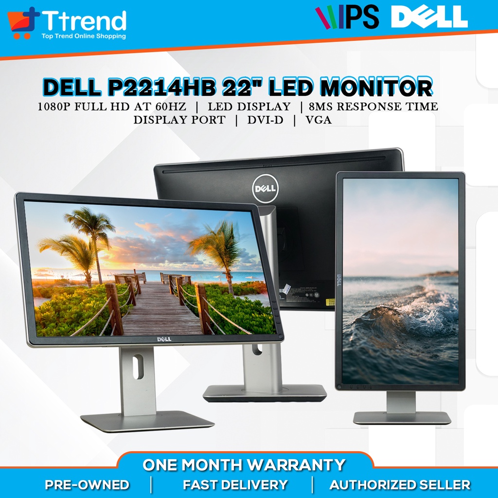 DELL 22" P2214HB IPS WIDE MONITOR WITH FREE VGA CABLE & POWERCORD ...