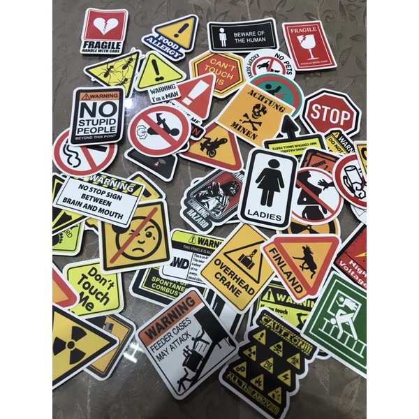Warning Signs and Posts Stickers Set (50 pieces per set) | Shopee ...
