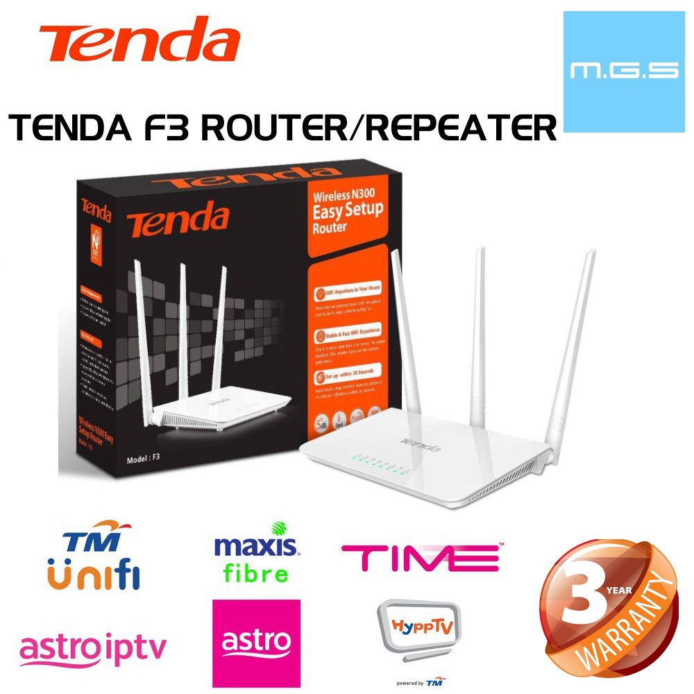 MERCUSYS MW305R / TENDA F3 WiFi Wireless N300 Router For UniFi / Maxis ...