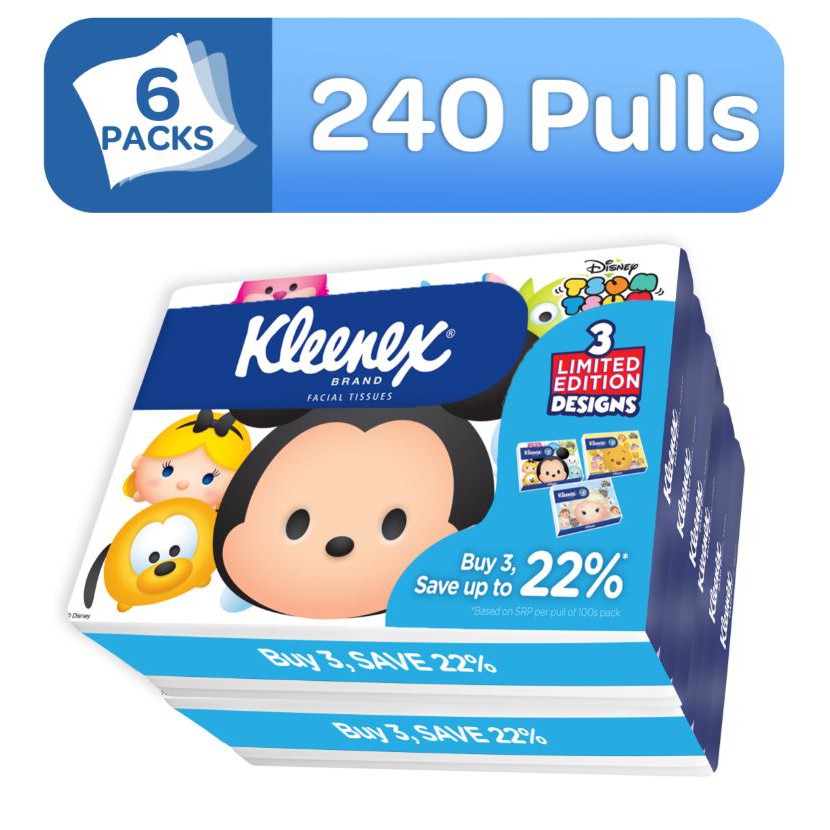 Kleenex Facial Tissue Disney Polybag 2 ply 40 pulls x 6 packs | Shopee ...