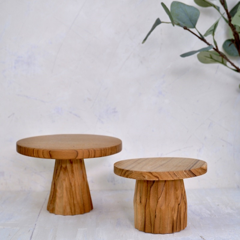 Teak Rustic Teak Wood Cake Tray | Shopee Philippines