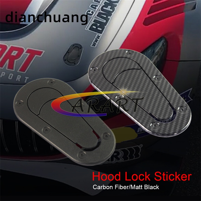 2 pcs Universal Car Carbon Fiber Sticker for Hood Lock Racing Bonnet ...