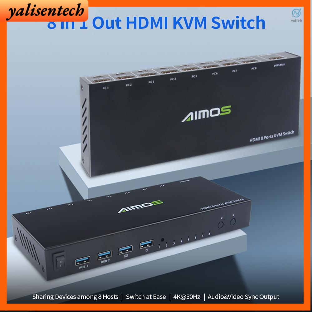 AIMOS 8 in 1 Out HDMI KVM Switch Sharing Monitor/Keyboard/Mouse/Printer ...