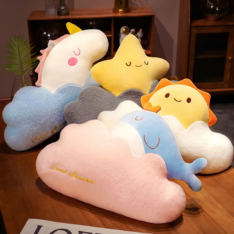 Cute Cloud with Unicorn Star Whale Reading Pillow Stuffed Dolls Soft ...
