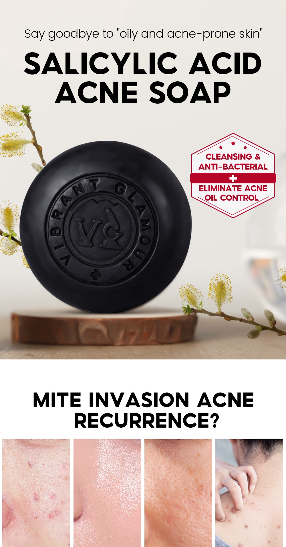 VIBRANT GLAMOUR Salicylic Acid Acne Treatment Soap Pore Exfoliating ...