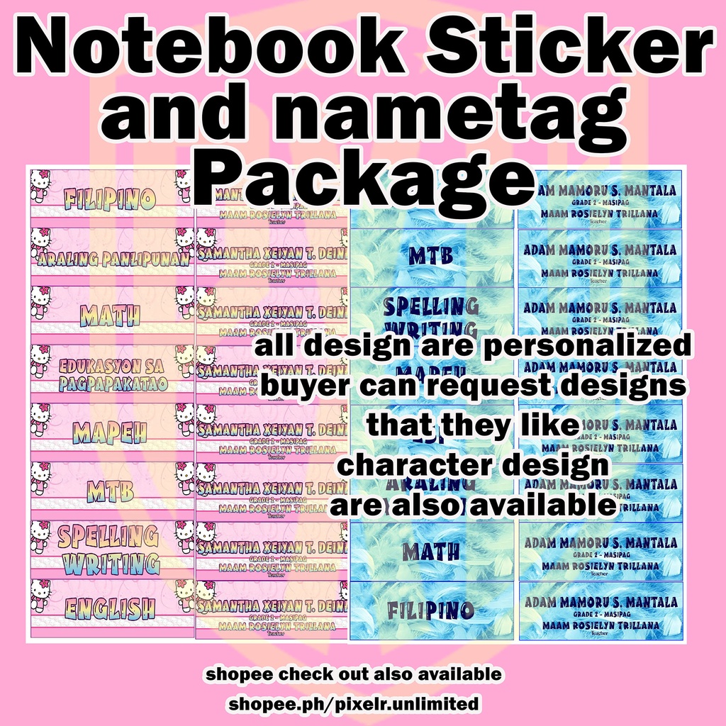 Back to school Package { Notebook Sticker and Name tag ) | Shopee ...