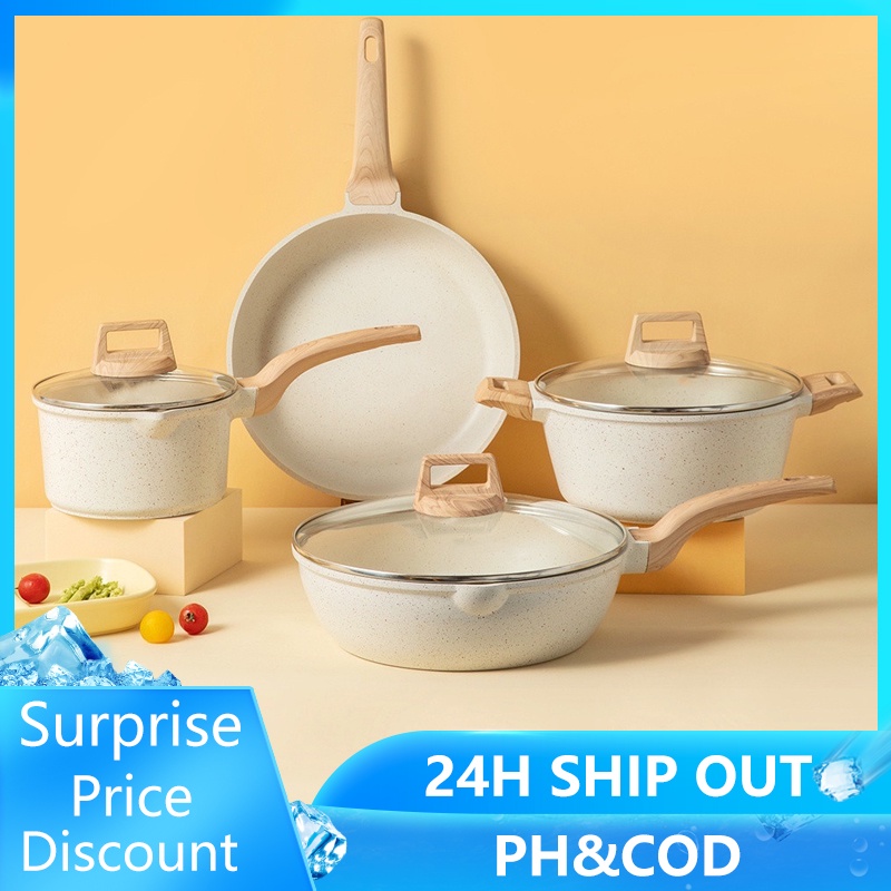Non Stick Cookware Set Frying Pan Induction Pot kitchen Maifan Stone ...