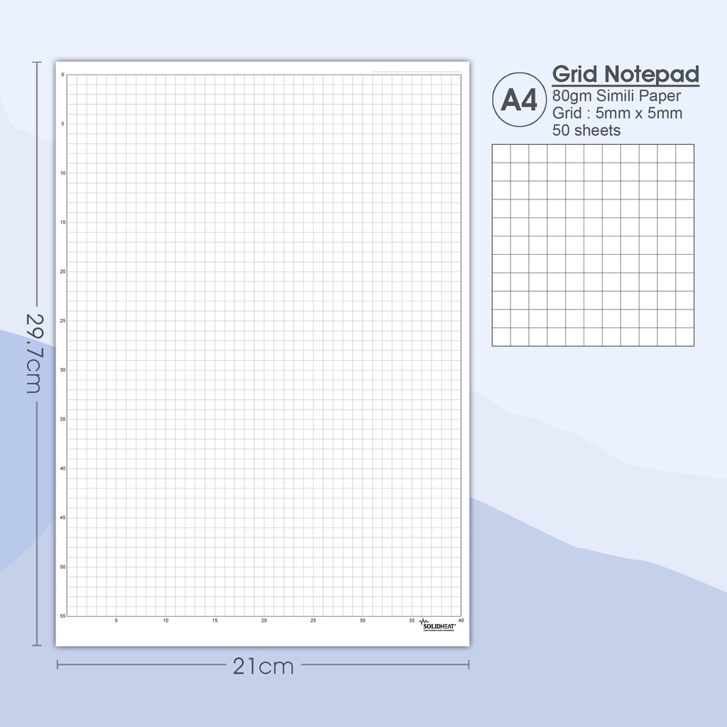 A4 21X30cm Grid 5mm x 5mm 50sheets notepad white paper study planner ...