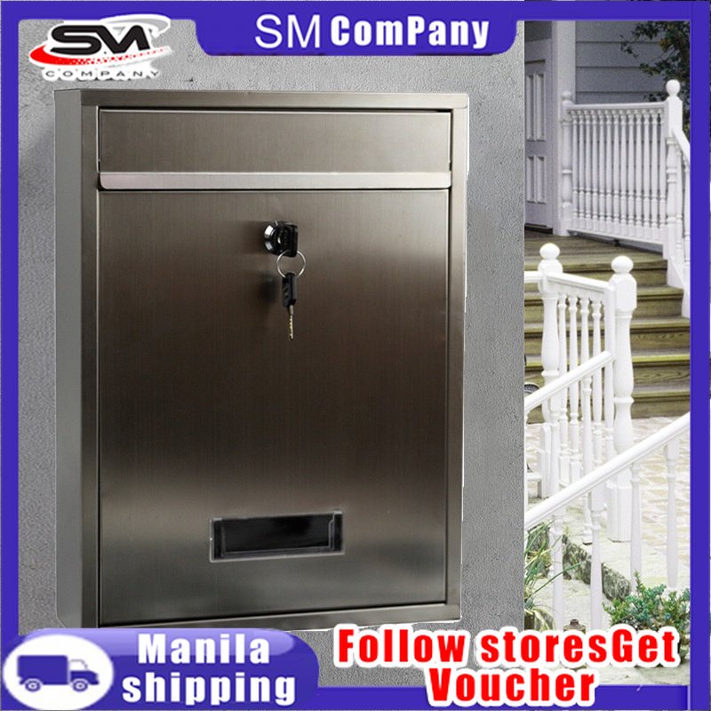 304 stainless steel mailbox household hanging mailbox can be locked ...