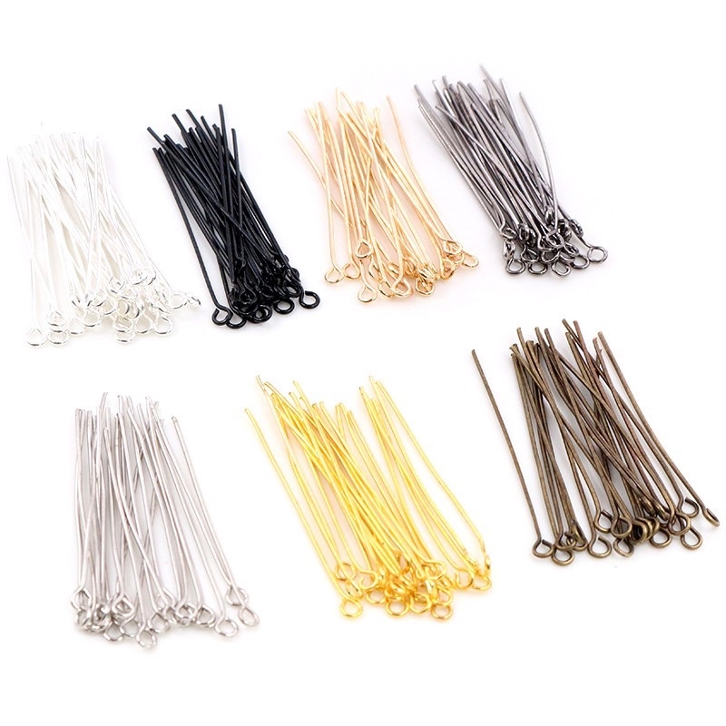 100pcs 16 20 30mm Open Eye Head Pin Eye Pins for Beads Jewelry Findings ...