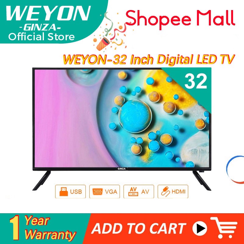 GINZA 32inch Smart TV / LED TV Ultra-slim Frameless LED TV Multiport HDMI AV VGA USB | Shopee ...