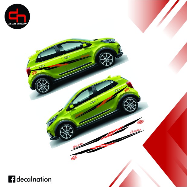 Kia Picanto Both Side Decals Weatherproof Cut Out Vinyl Sticker Black ...