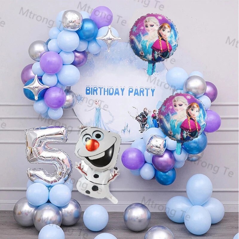 100Pcs/Set Disney Frozen Elsa Princess Party Balloon Set Blue Number ...