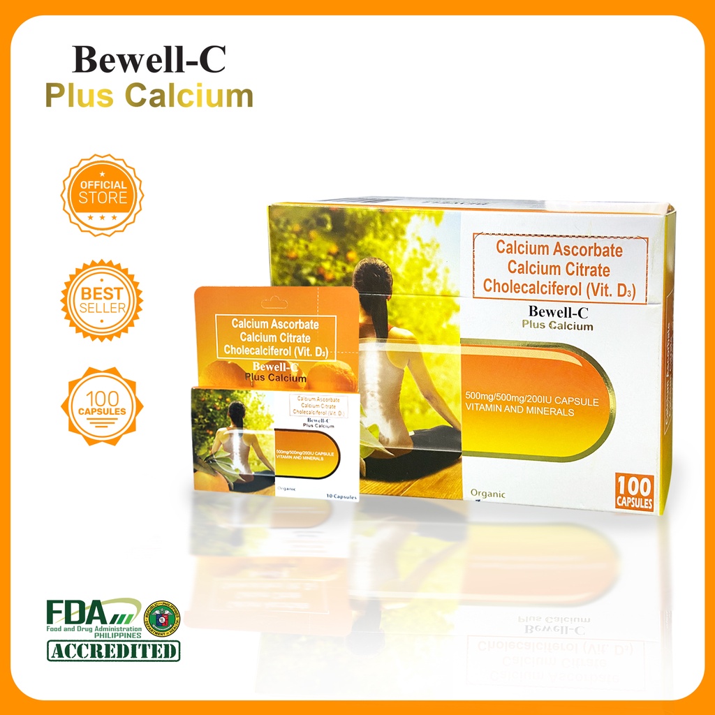 Bewell-C Plus CALCIUM 3 in 1 vitamin 1000mg 100 capsules | Shopee Philippines