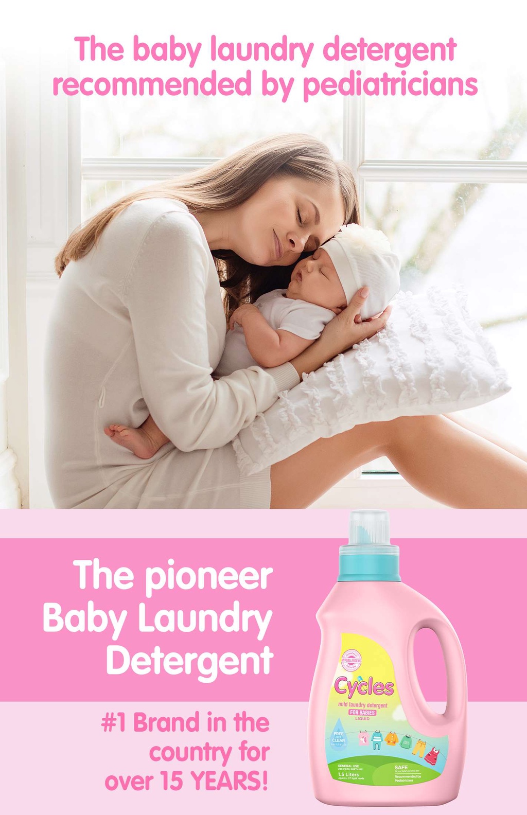 Cycles Baby Laundry Liquid Detergent - Hypoallergenic, 38 light loads ...