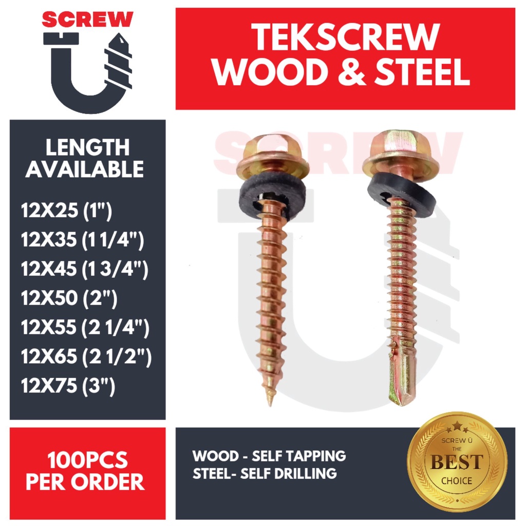 tek screw | text screw | wood or steel / metal 100pcs | Shopee Philippines
