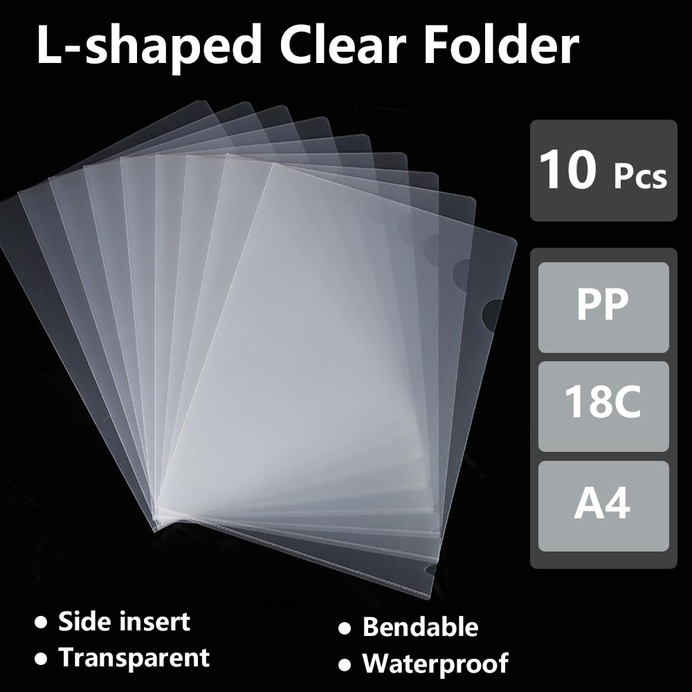 10 Pcs L Shaped Clear Folder A4 Paper Clip Folder File Organizer Office Supplies Stationery ...