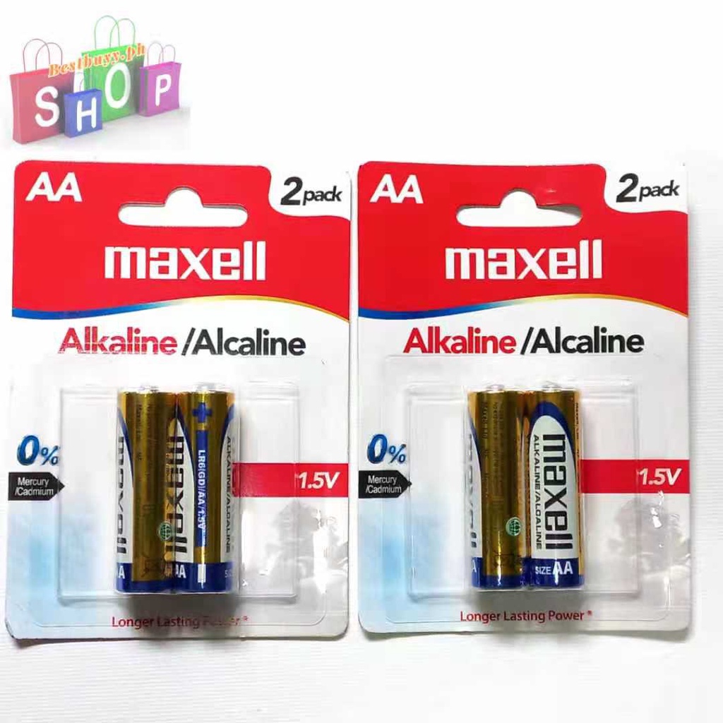 LR6 AA Maxell Alkaline Battery 1.5v Longer Lasting Power 2pcs | Shopee Philippines