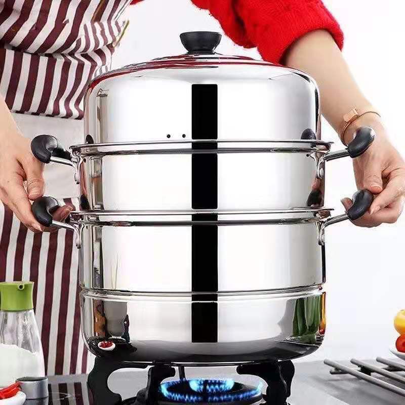 3 Layer Steamer Stainless Steel Cooking pots | Shopee Philippines