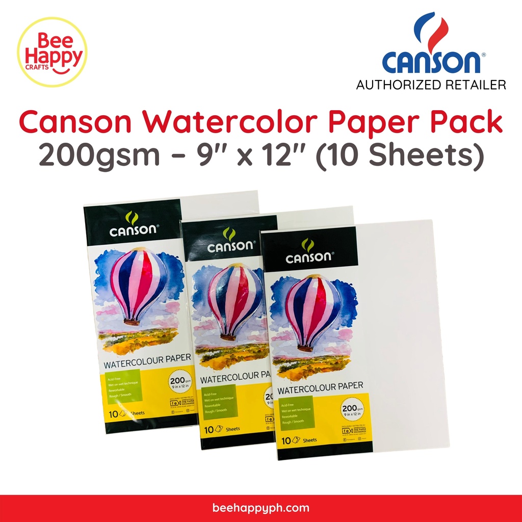 Canson Watercolor Paper Pack 200gsm - 9" x 12" (10 Sheets) | Shopee ...