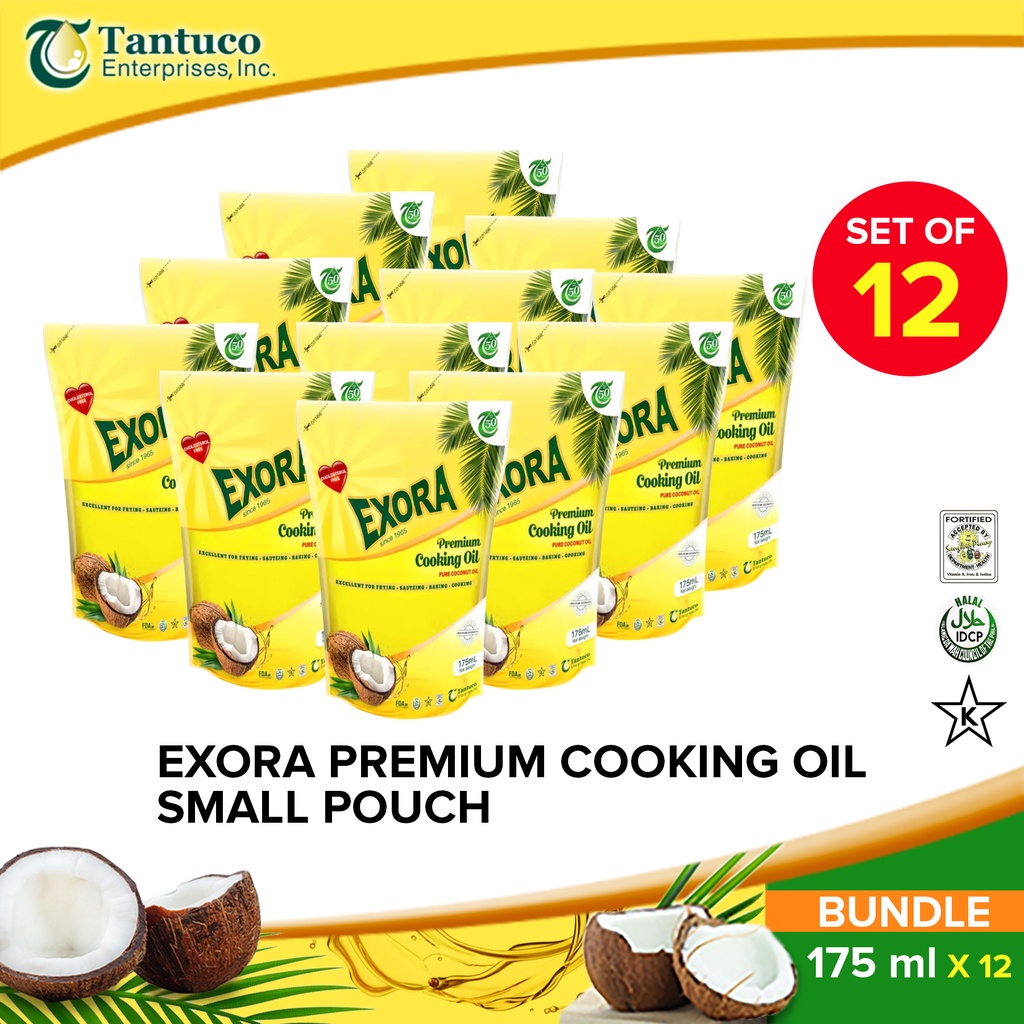 EXORA Premium Pure Coconut Cooking Oil 175ml Pouch 100% Cholesterol ...