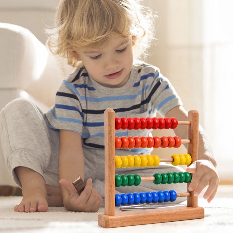 5 and 10-Row Wooden Beads Abacus Count Frame Teaching Aid Math ...