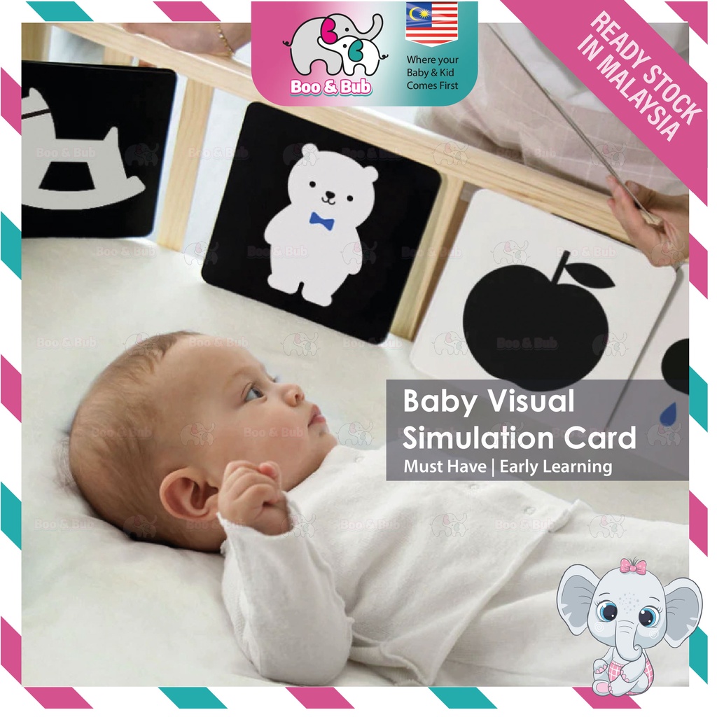 Boo&Bub Baby Visual Stimulation Training Card Black White High Contrast ...