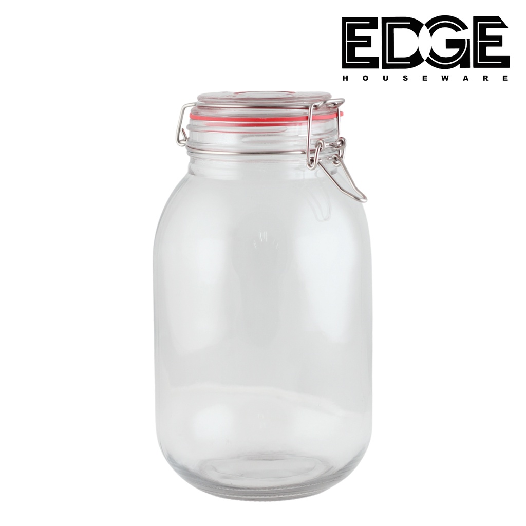 Edge Round Airtight Glass Kitchen Canisters with Glass Lids - Mason ...