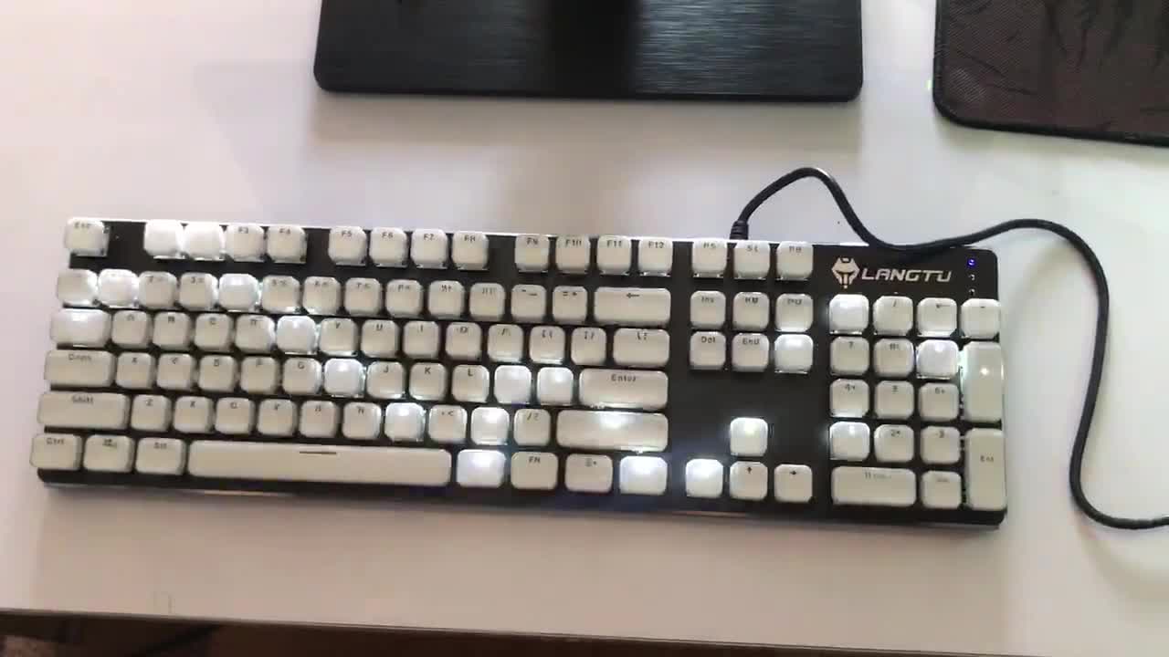 White Keyboard Wolf Totem G-100 White Keys and Black Panel Mechanical ...