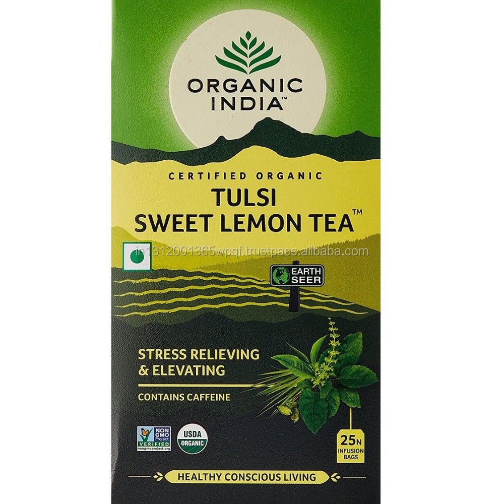 Organic India Tulsi Sweet Lemon with Green Tea, Ginger, Lemon Grass ...