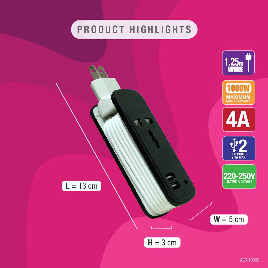 Akari Universal Outlet with Dual USB Charger (AEC-103UB) | Shopee ...