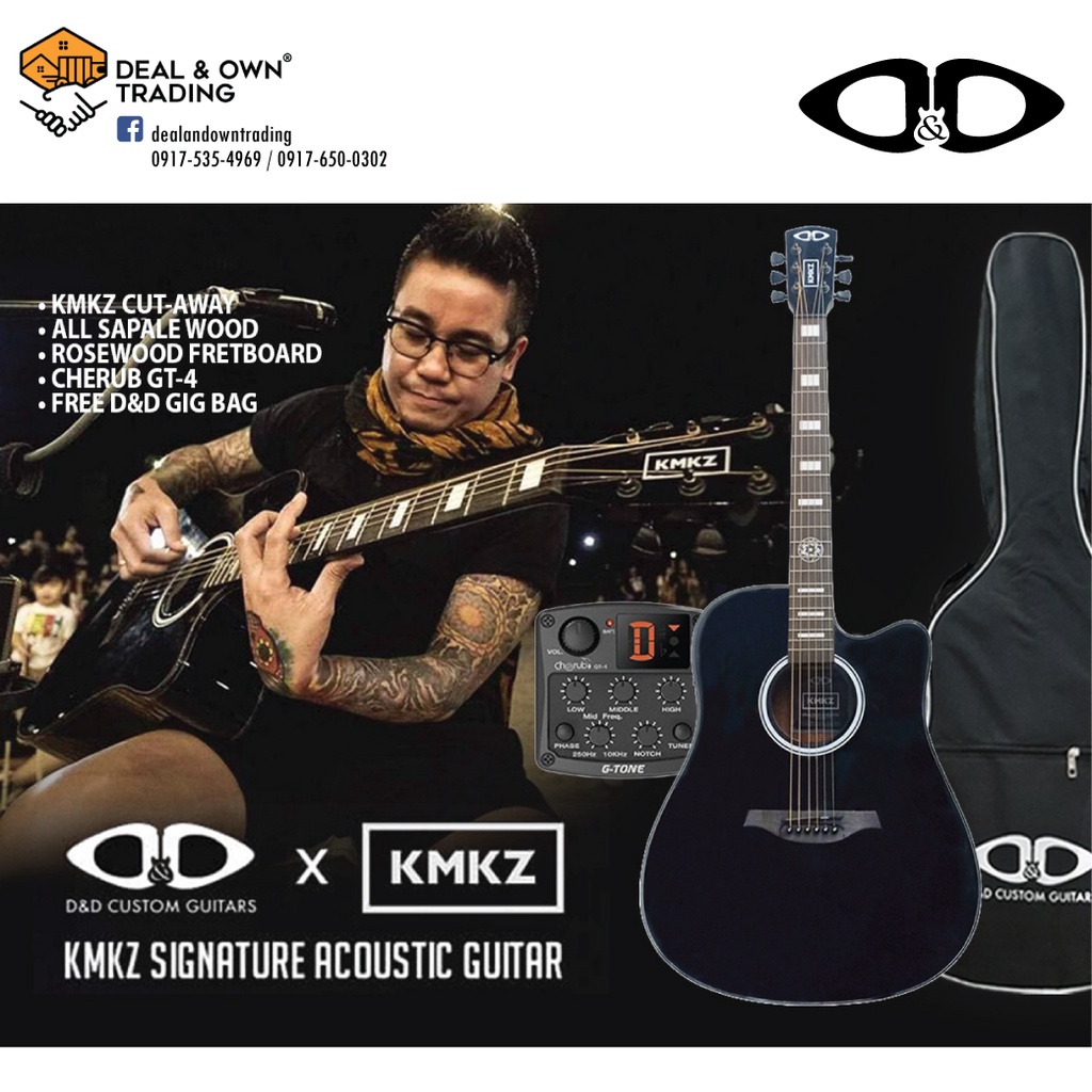 D&D Django KMKZ Kamikazee GT-4 Cutaway w/ Bag Acoustic Guitar (Black ...