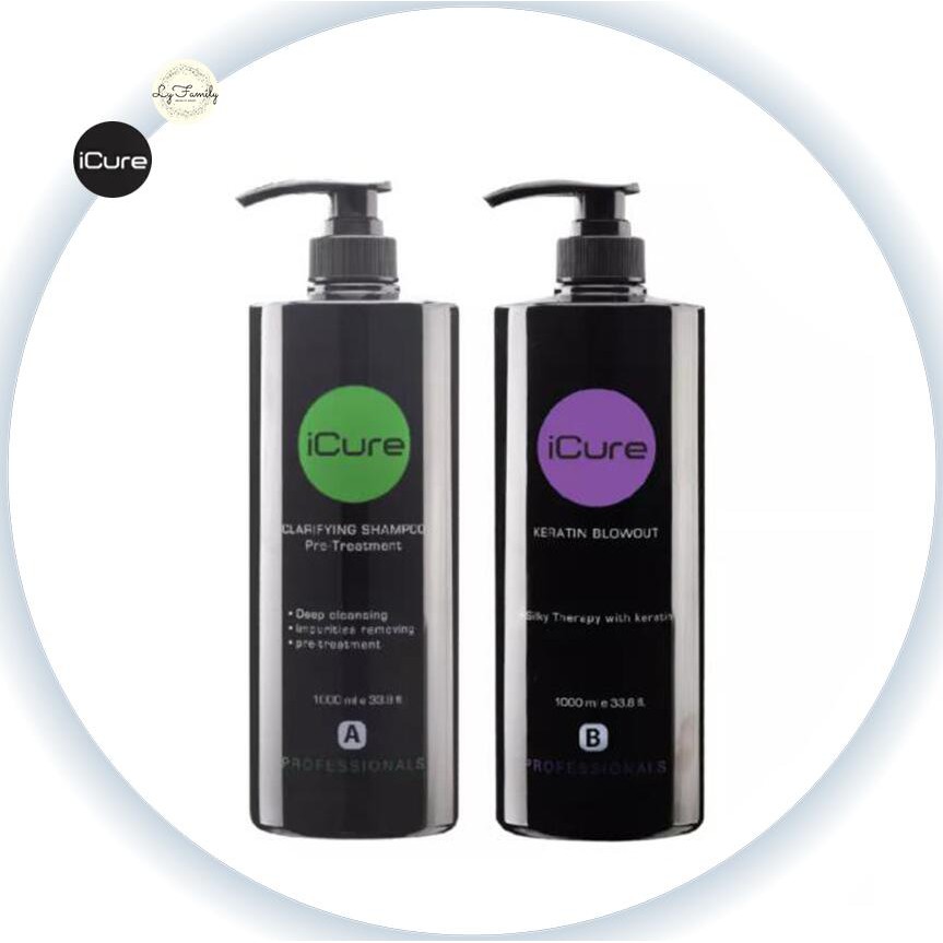 iCure Clarifying Shampoo and iCure Keratin Blowout 1000ml Set | Shopee ...