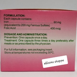 Brisofer OB Vitamin and Mineral Iron 60mg + Folic Acid 400mcg Box of ...