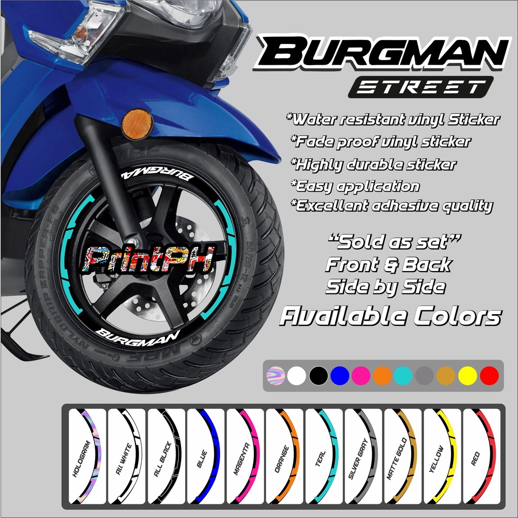 Suzuki Burgman Street Mags Sticker Decal Front & Back Side by Side 4pcs ...