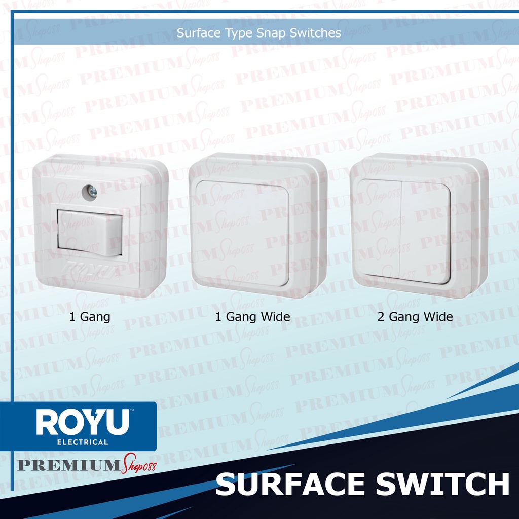 Royu Surface Switch 1 2 Gang Mounted Snap 1G 2G Wide White REDSW101 REDSW201 REDSW202 | Shopee ...