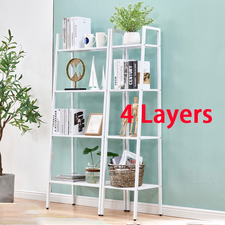Metal shelf 4 Tier Slim Wide Storage Book Shelves LERBERG Organizer ...