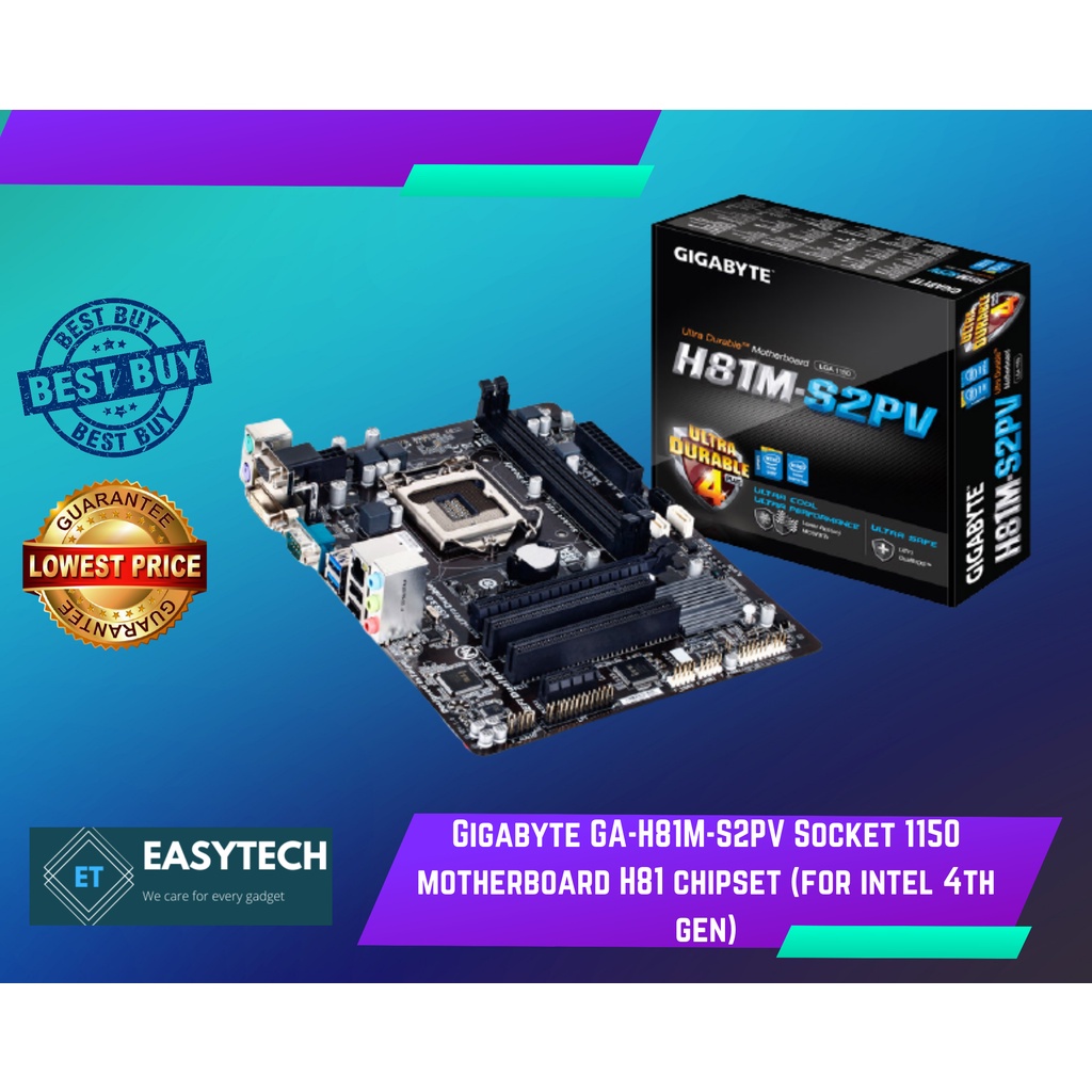 Gigabyte GA-H81M-S2PV Socket 1150 motherboard H81 chipset (for intel ...