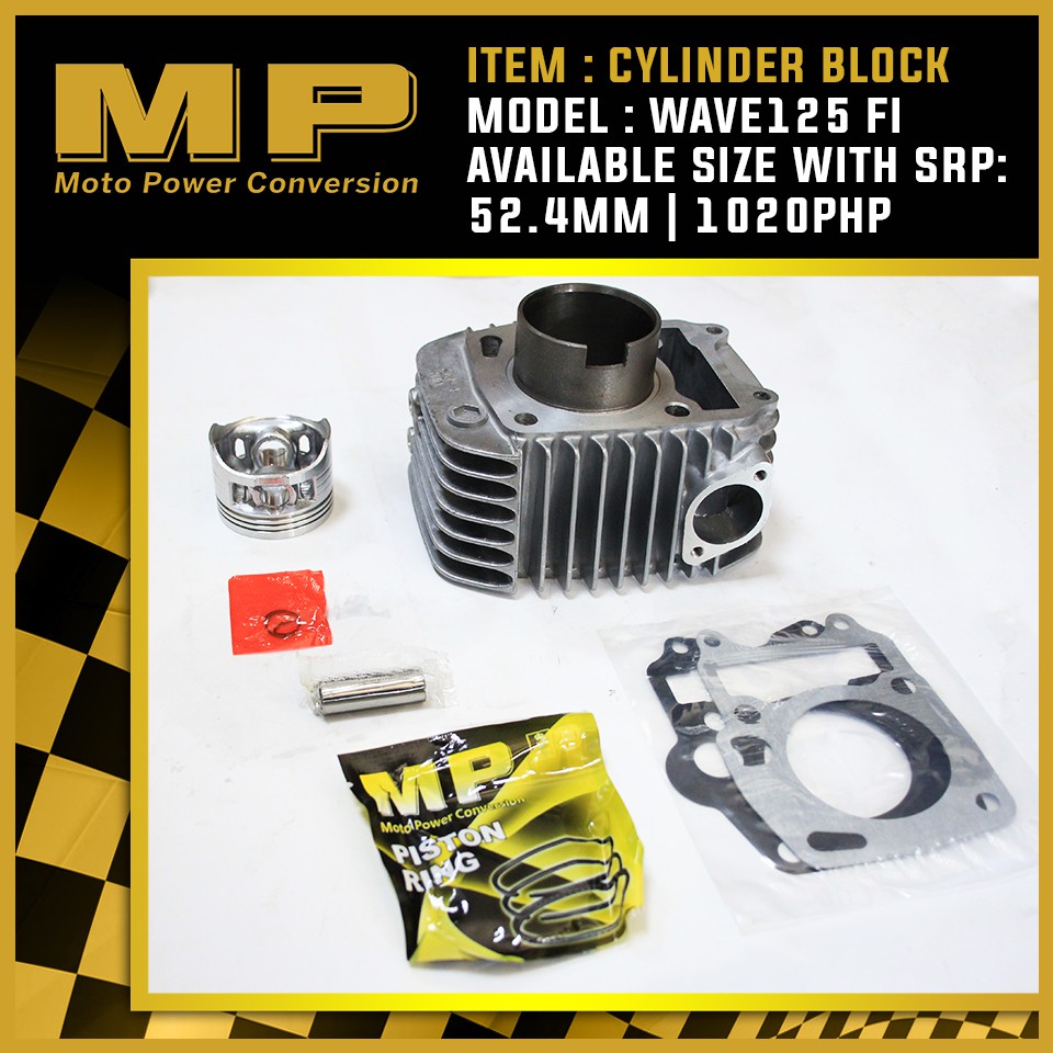 Racing Force MP Cylinder Block WAVE 125 FI (52.4mm STD) (STEEL BORE ...