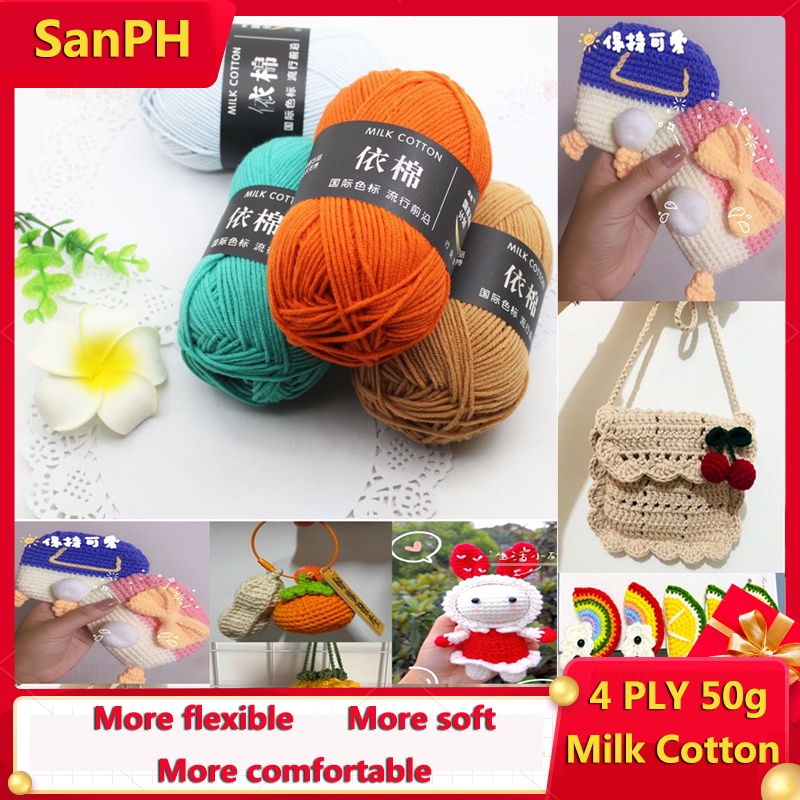 【SanPH】Yarn for crochet 4Ply 50g milk cotton indophil monaco yarns ...