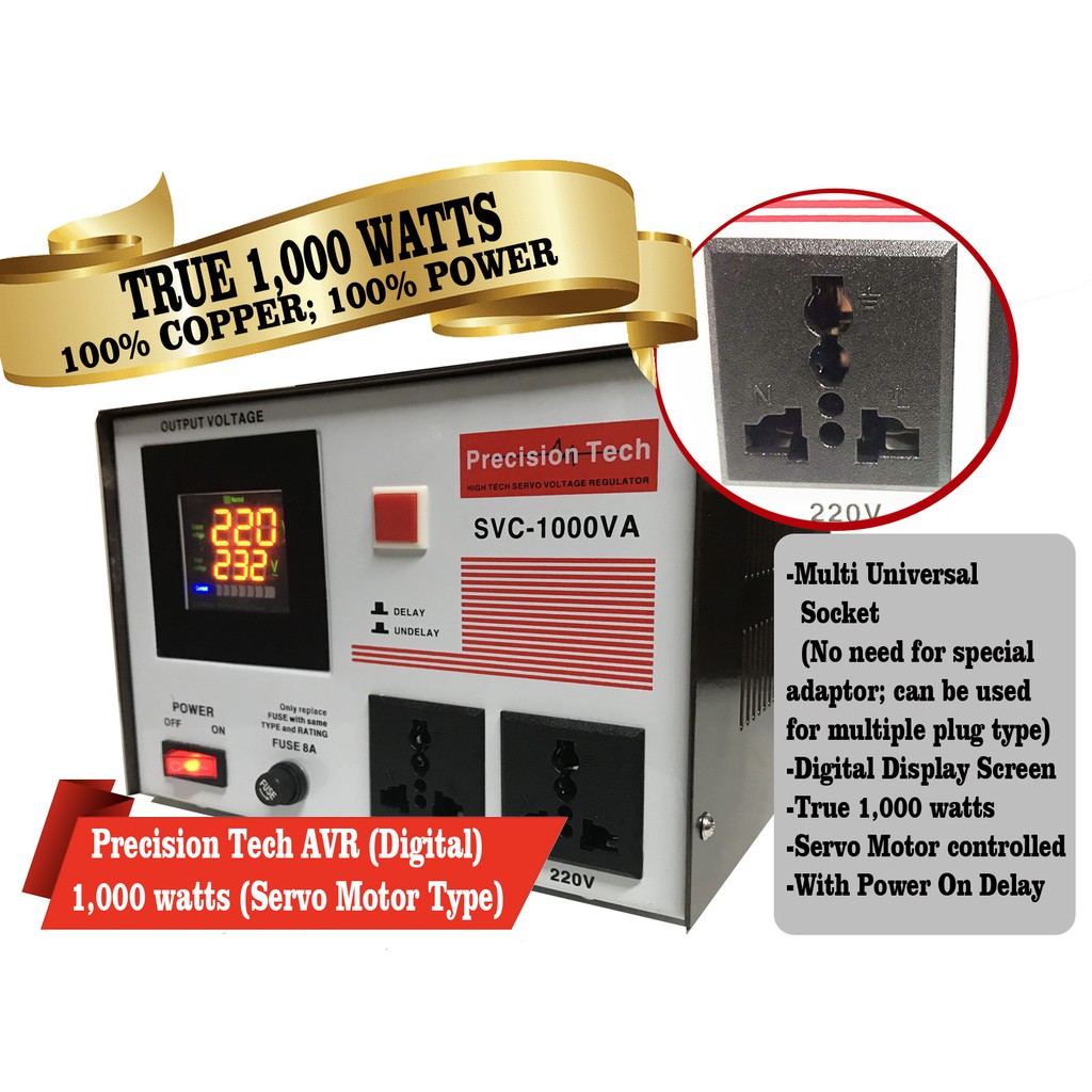 Precision Tech AVR 1000watts Servo-motor type(Digital Display) | Shopee ...
