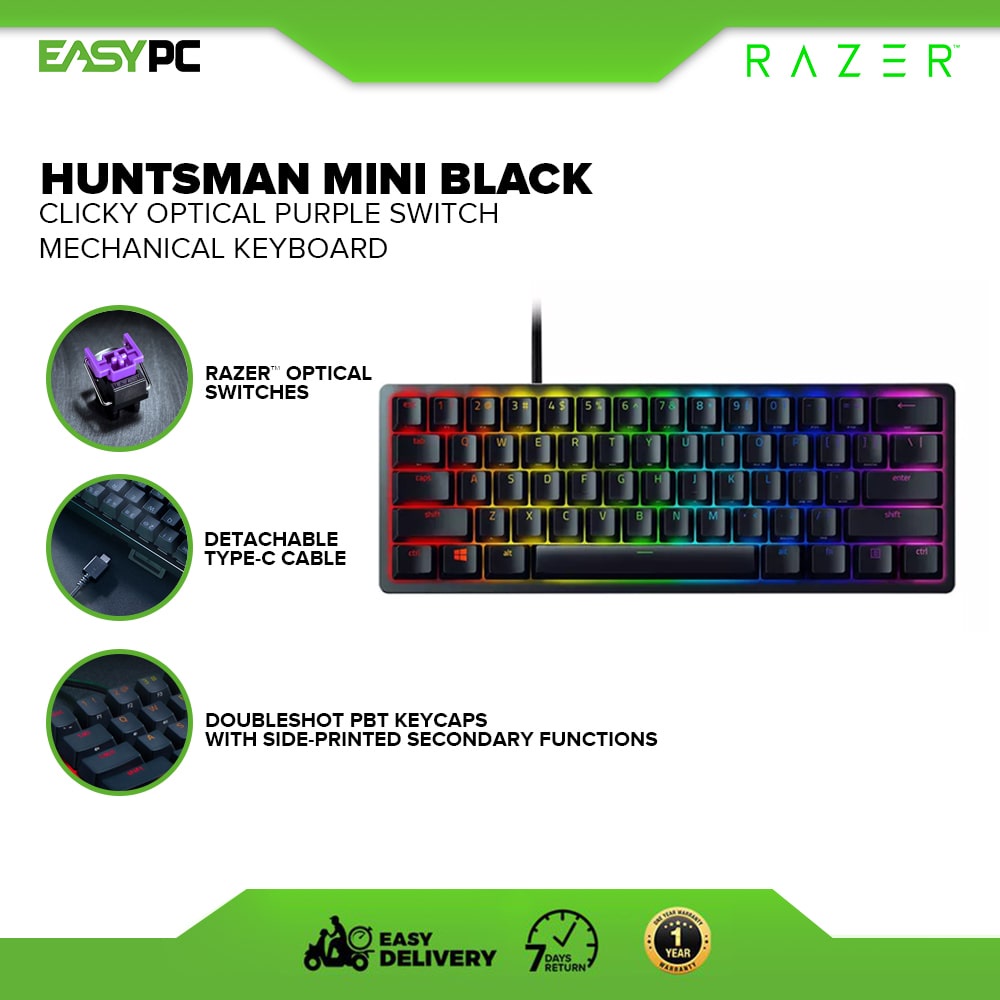 Razer Huntsman Mini Clicky Optical Purple Switch Mechanical Keyboard ...
