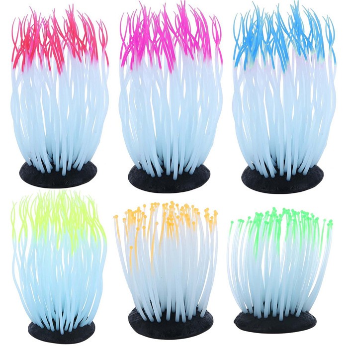 Decoration Luminous Artificial Coral Fake Fish Glow In The Dark Leaf ...