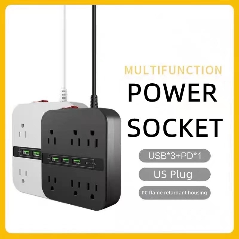 Socket Ports Power Strip with USB Jacks Plug Socket Ports 3/6 AC Outlet ...