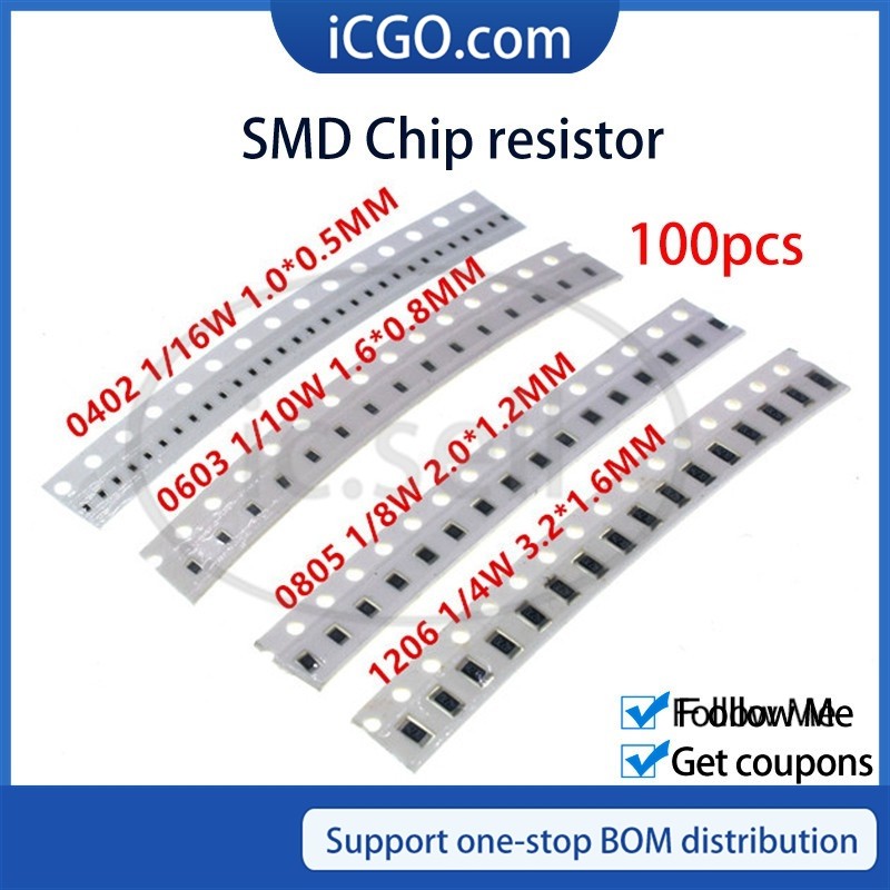 100PCS 0402 0603 0805 1206 SMD chip resistor 2.05K 2.1K 2.15K 2.2K 2 ...