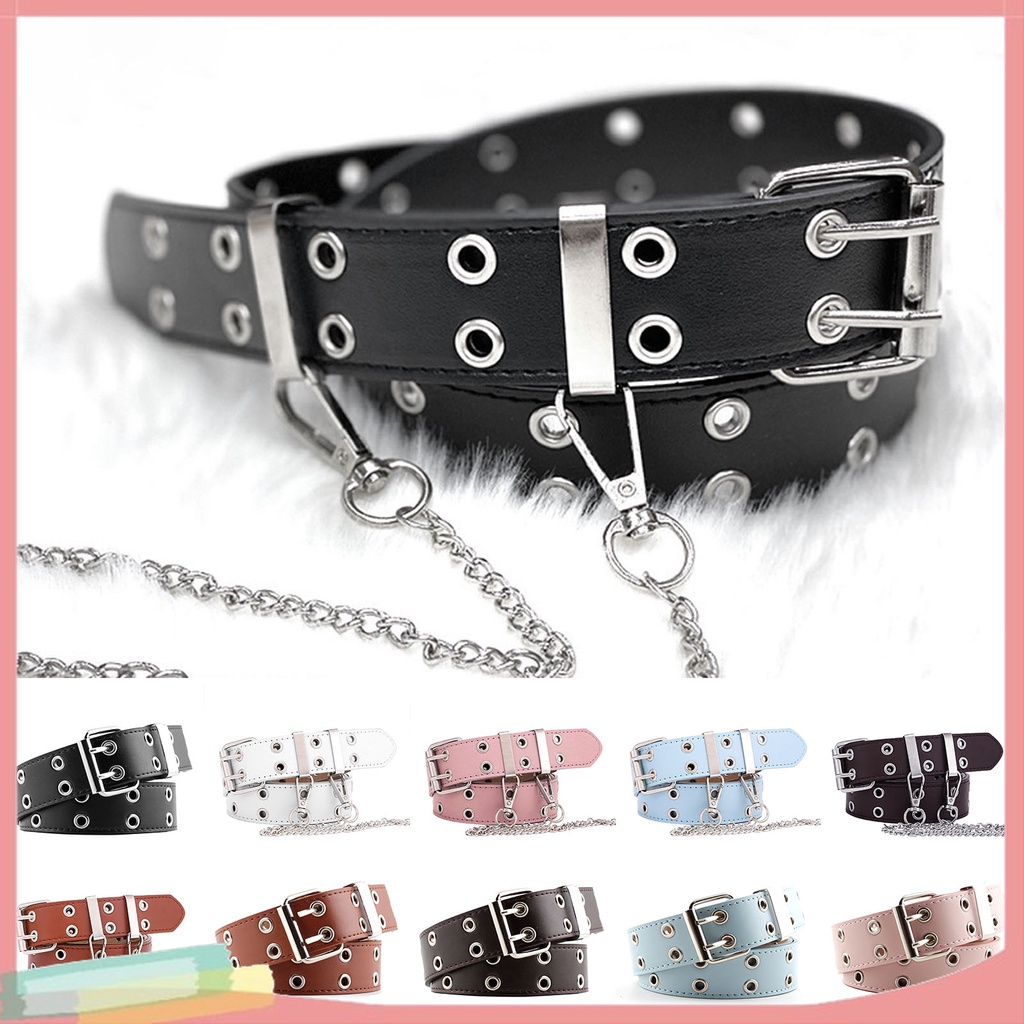 [LK] -Men Belt Solid Hip-hop Style Punk Double-breasted Buc[LK] e Belt ...
