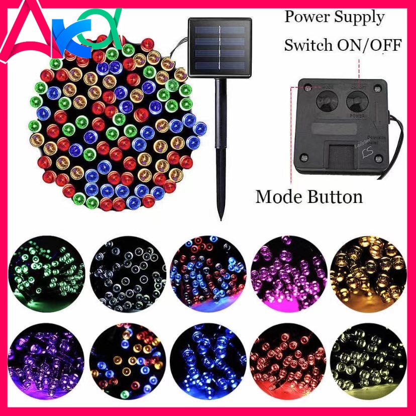 10m LED 100L solar powered waterproof,black thick line wire christmas ...