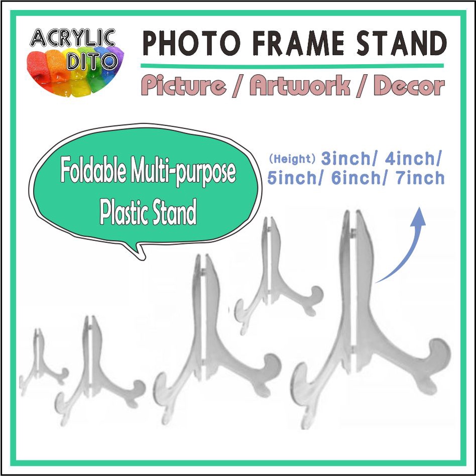 Photo Frame Stand Clear Plastic Pedestal Picture Holder Dish Rack Plate ...