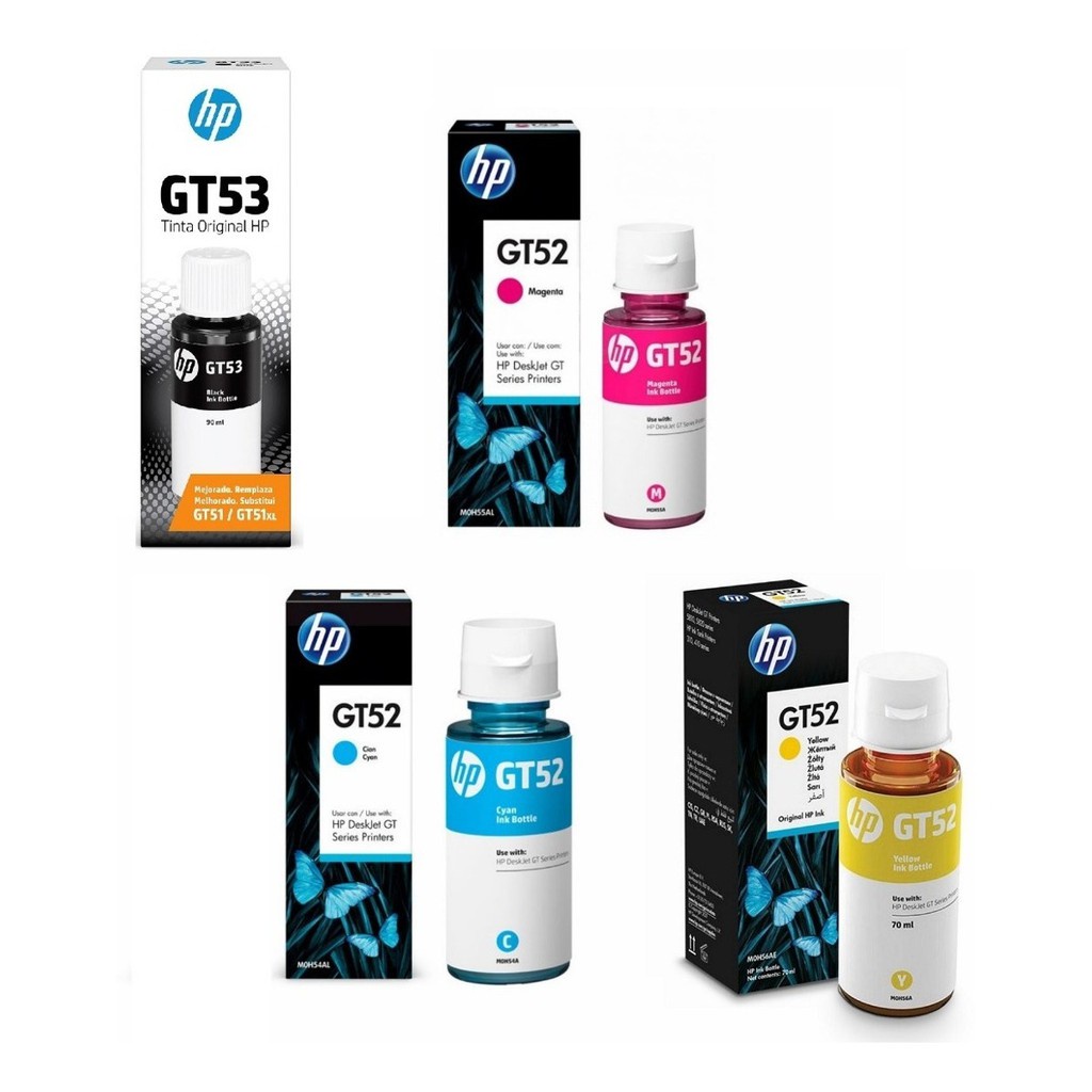HP ink GT53 BLACK/GT52 CYAN, YELLOW, MAGENTA Ink Bottle Printer inks(HP ...