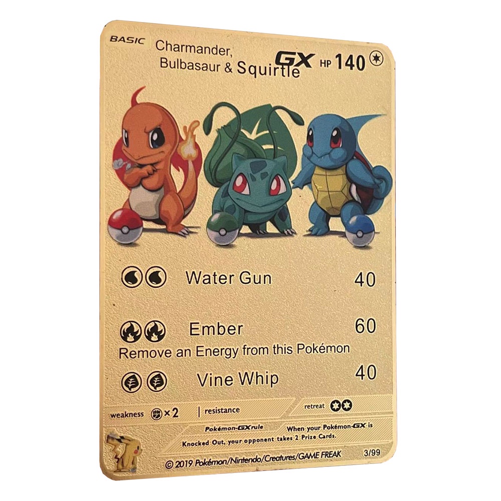 DIY Charmander Bulbasaur Squirtle GX Golden Pokemon cards in English ...